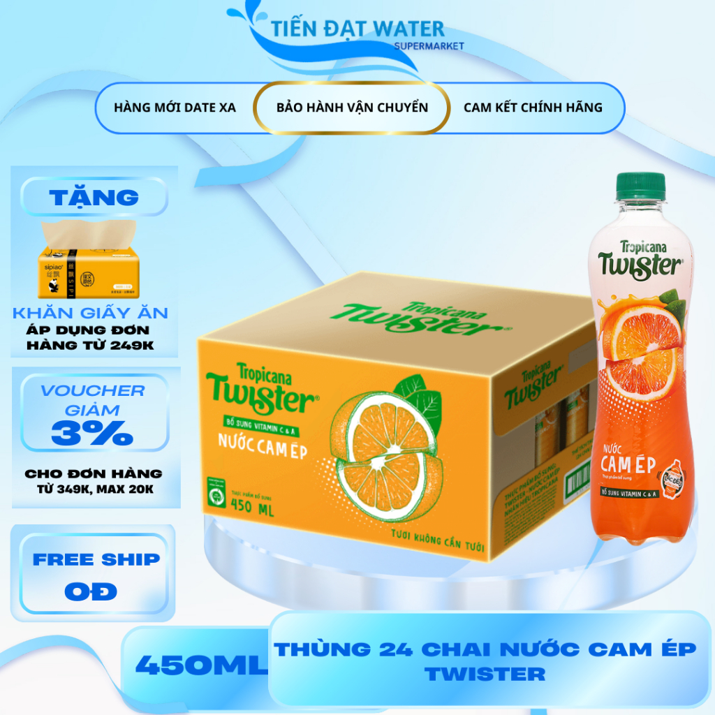 Thùng 24 Chai Nước Giải Khát Trái Cây Cam Ép Twister Tropicana - Chai Nhựa 450ml | Shopee Việt Nam