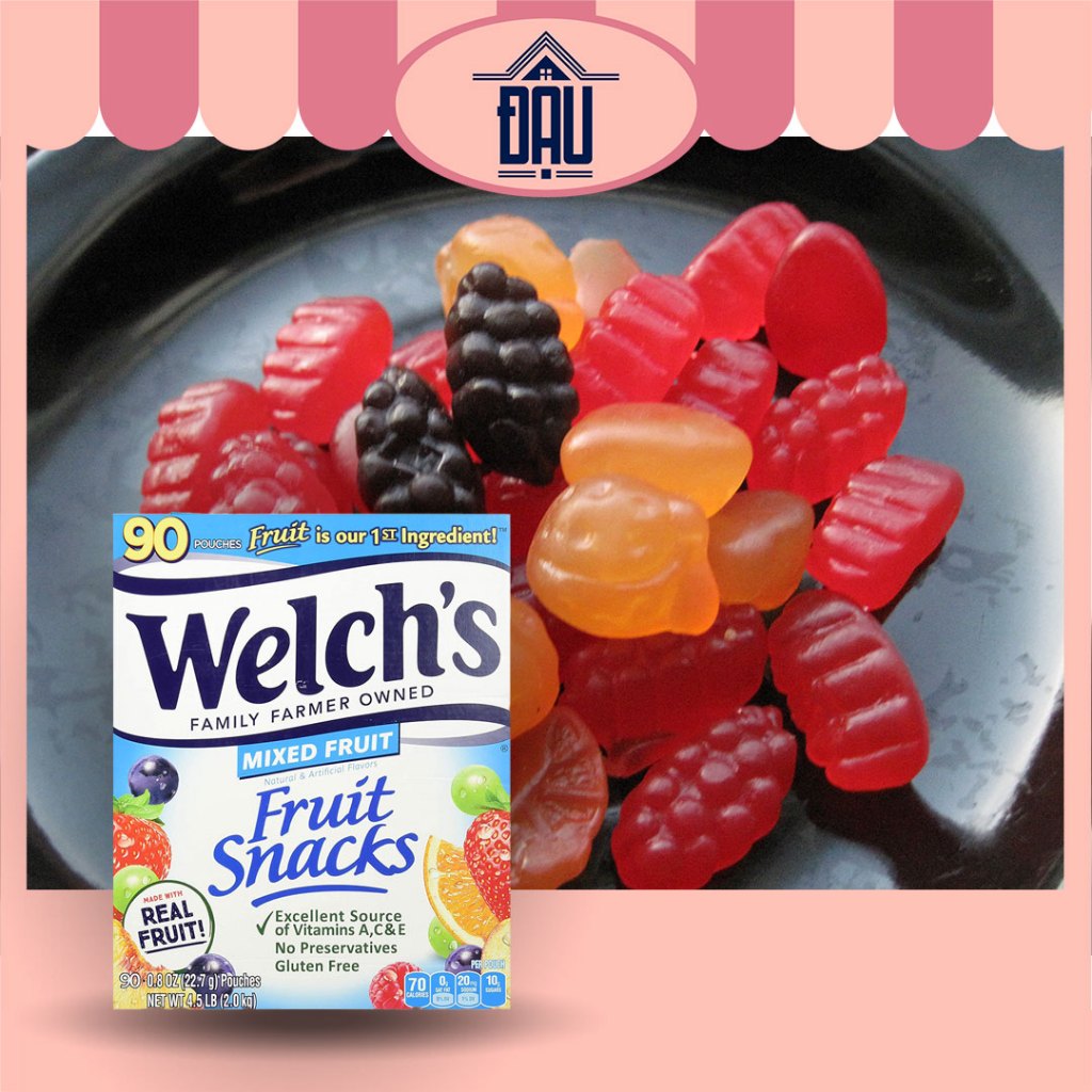 Kẹo dẻo trái cây tự nhiên Mỹ Welch's Fruit Snacks - Hộp 2kg 90 gói ...
