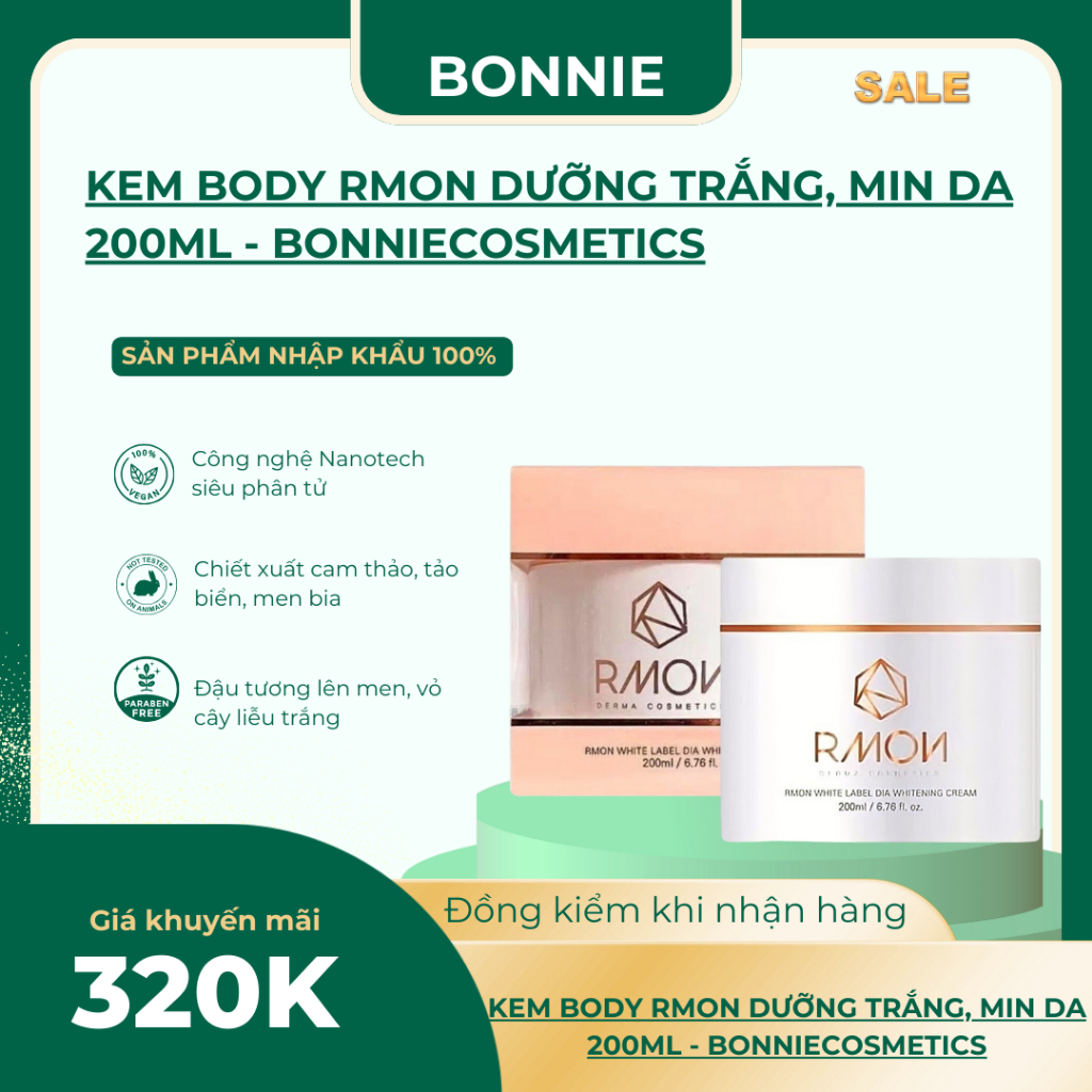 Kem body Rmon dưỡng trắng, min da 200ml - BonnieCosmetics | Shopee Việt Nam