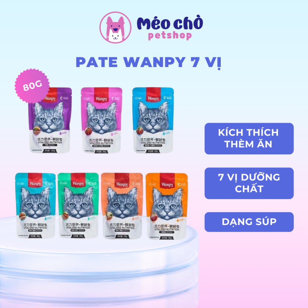 Pate Wanpy thơm ngon bổ dưỡng gói 80G cho mèo con mèo lớn mèo kén ăn ...