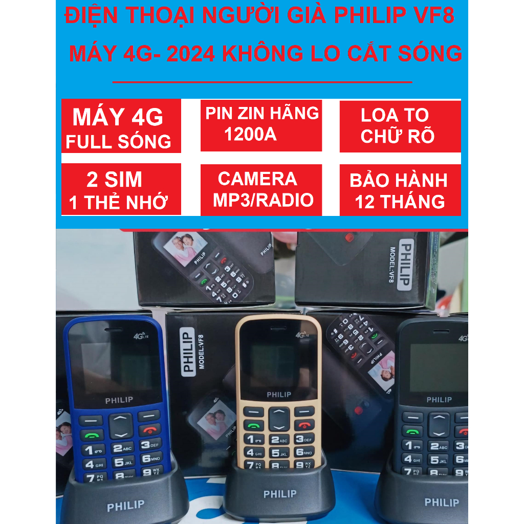 ĐIỆN THOẠI PHILIPS-VF8 4G 2 SIM 2 SÓNG,MỚI 100% FULLBOX,PIN TRÂU,LOA TO ...