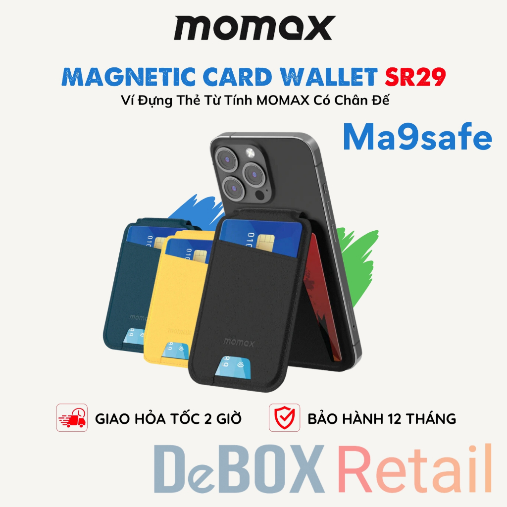 Ví Đựng Thẻ Từ Tính MOMAX SR29 Có Chân Đế Tương Thích Với Ma9Safe iP12-16 Series | Da Bền ...
