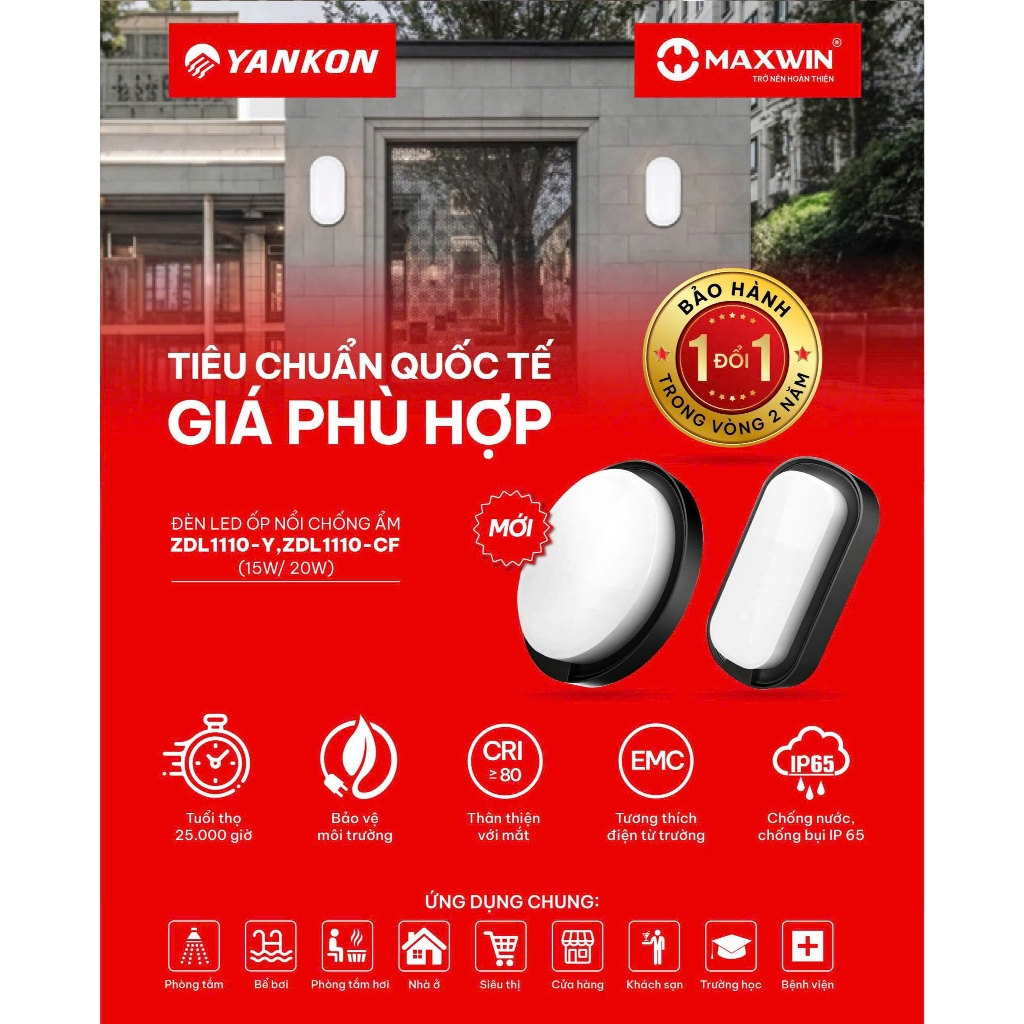 Đèn led ốp trần YANKON CHỐNG ẨM | Shopee Việt Nam