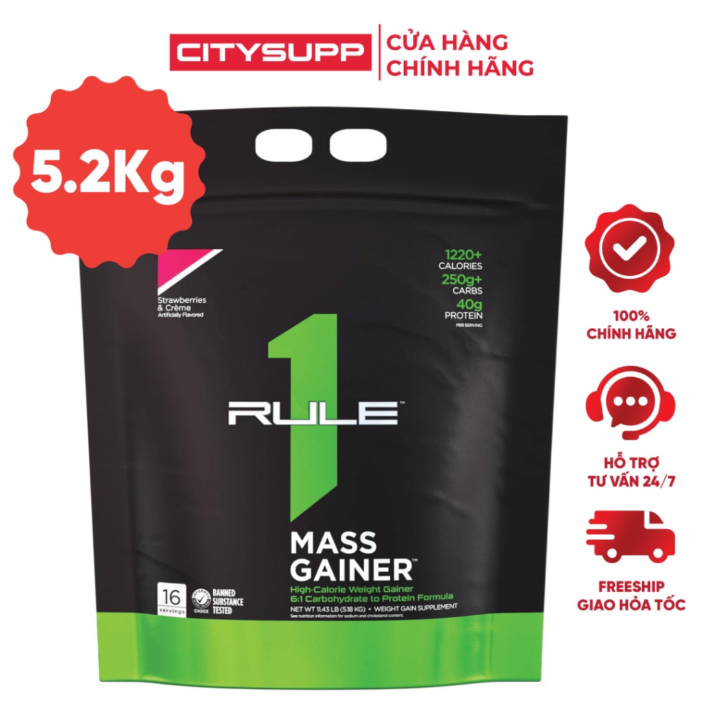R1 Rule 1 Mass Gainer (5.2KG) Thực Phẩm Bổ Sung Calories, Protein, BCAA ...