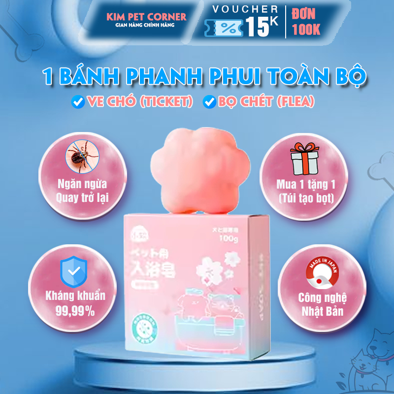 Xà bông tắm phòng ngừa ve rận bọ chét cho chó mèo, Kim Pet Corner nhập ...