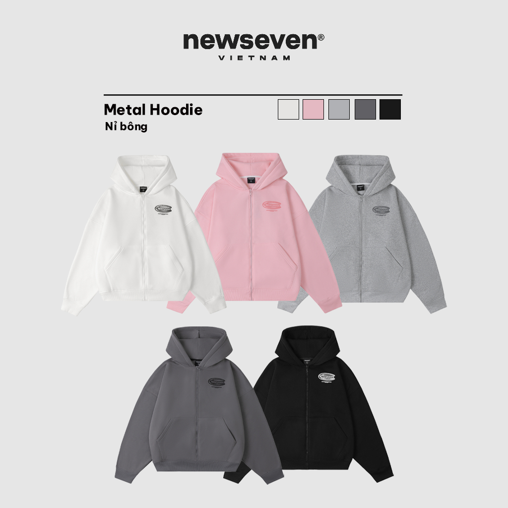 Áo Hoodie Zip Basic NEWSEVEN C Metal Hoodie HDZ.407 | Shopee Việt Nam