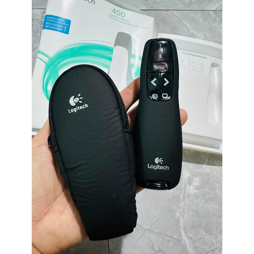 Bút trình chiếu Logitech R400 + Tặng kèm Pin và Túi nhung - Bảo hành 12 ...