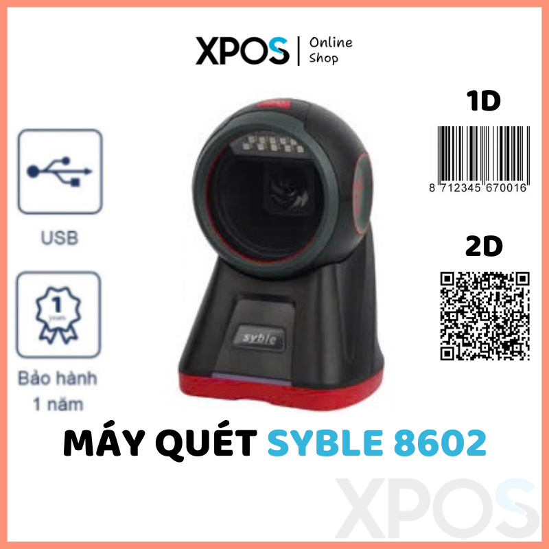 Máy quét mã vạch SYBLE XB-8602 (1D, 2D) chính hãng, Máy quét để bàn ...