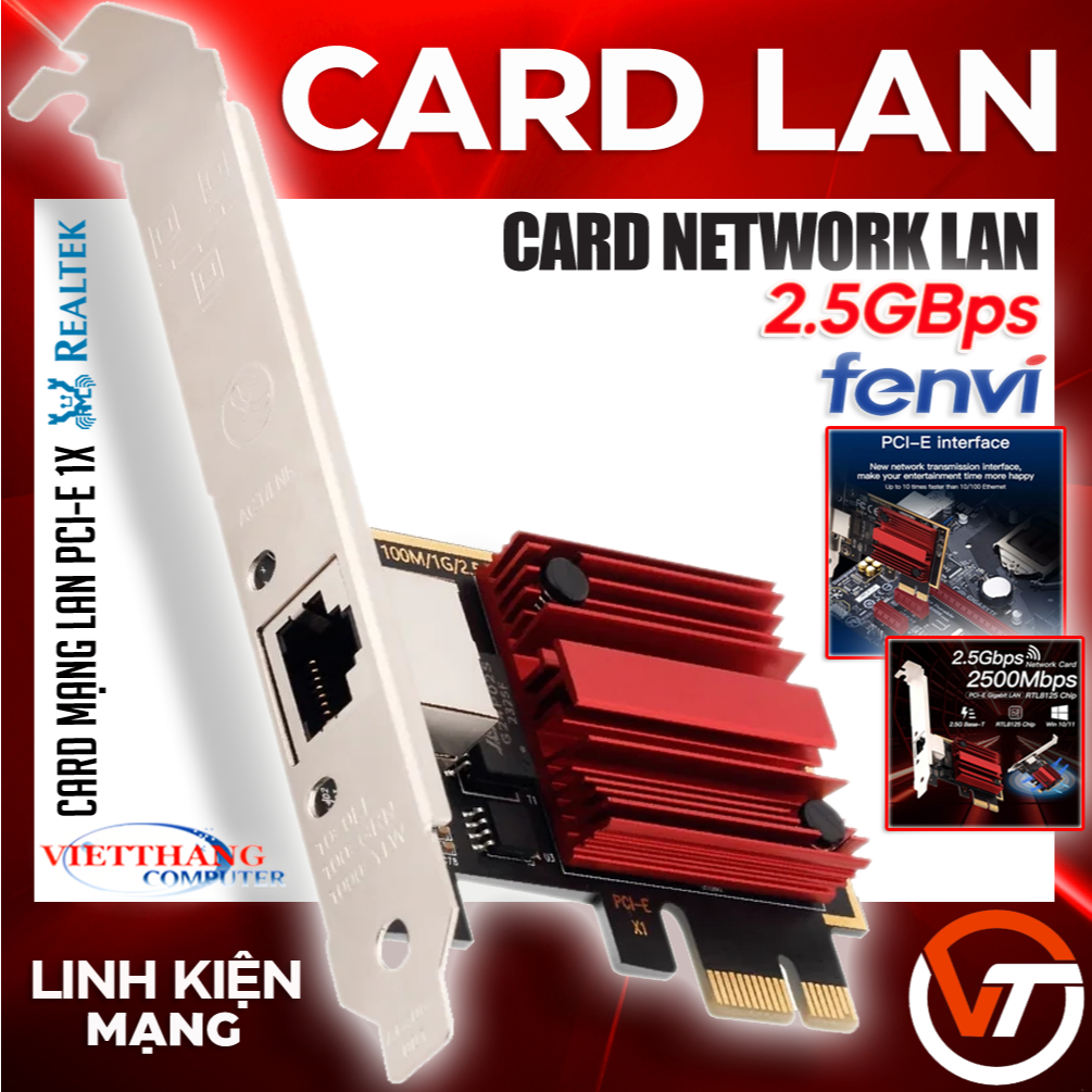 Card Mạng Lan Fenvi 2.5Gbps Bộ điều khiển Realtek RTL8125 NIC Tốc độ ...