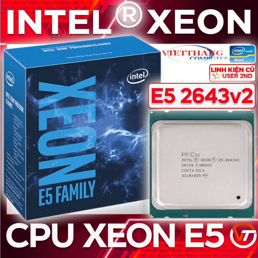 CPU Intel Xeon E5 2643v2 Tốc độ cao 3.5Ghz - 3.8GHz Cho Main X79 Giả lập vừa chơi Game ( Cũ ...