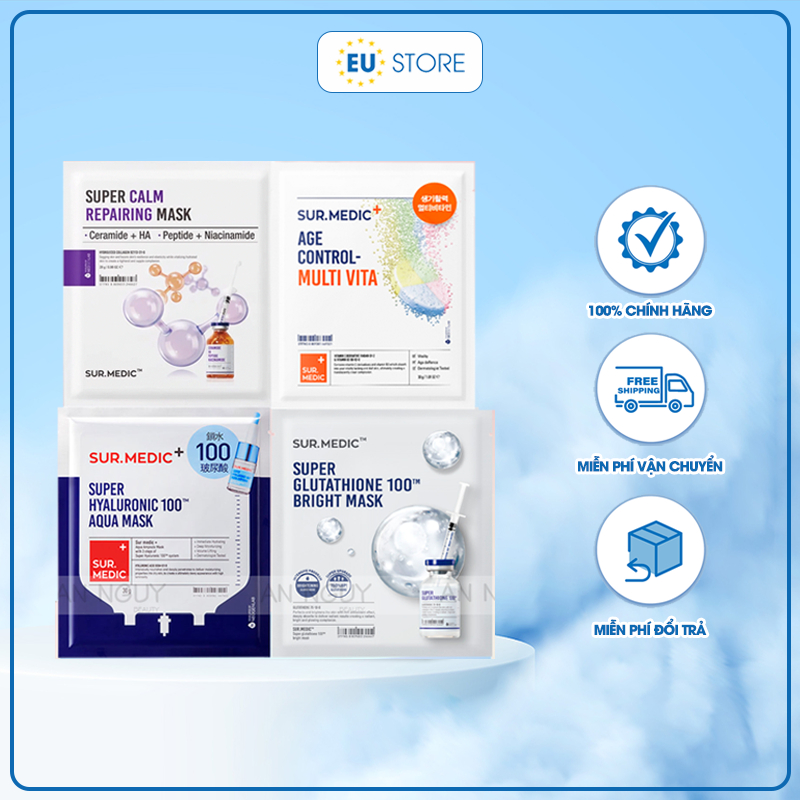 Mặt nạ Sur Medic Glutathione trắng da - Hyaluronic Aqua cấp ẩm - Multi ...