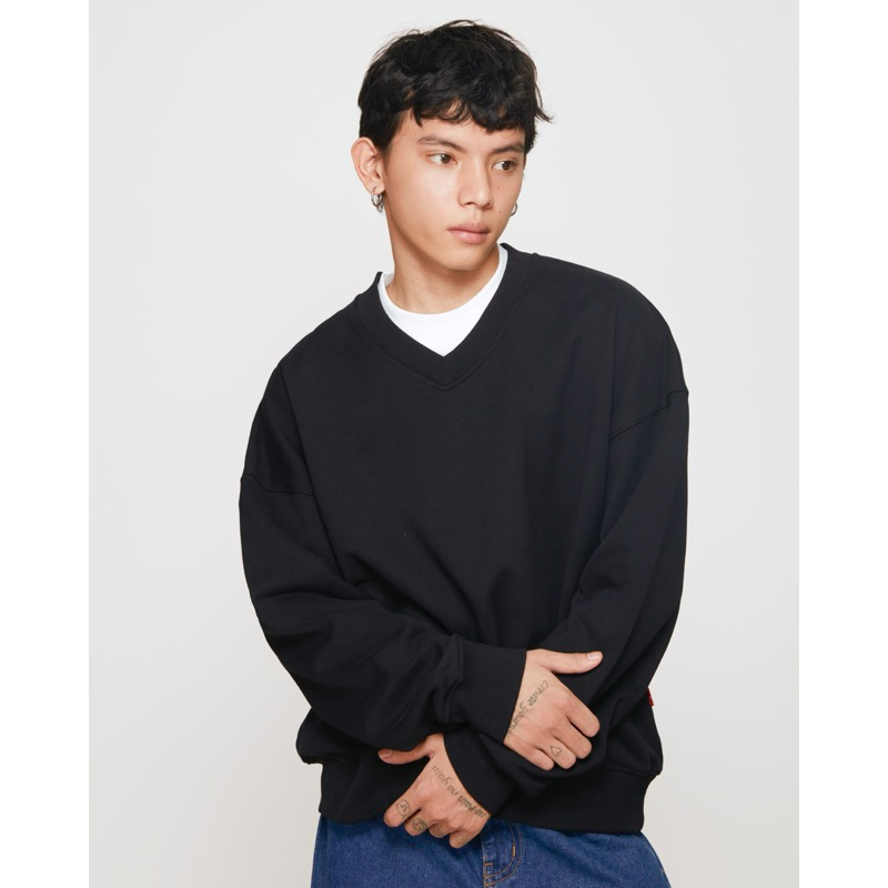 Áo sweater nỉ cổ tim VIBE FREE nỉ bông cotton 400gsm dày dặn | Shopee ...