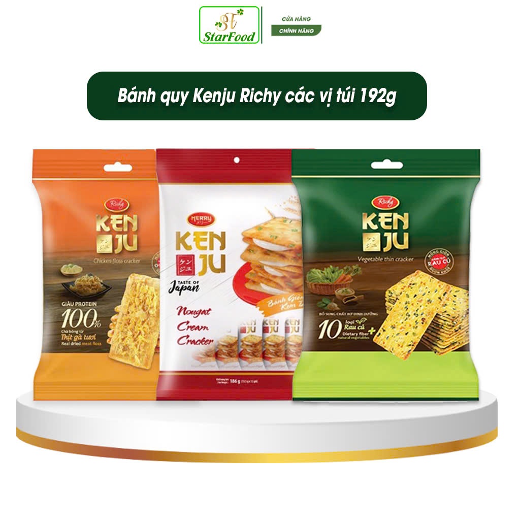 [ Date Mới ] Bánh quy Kenju Richy vị rau củ túi 192g (16 gói x 12g ...