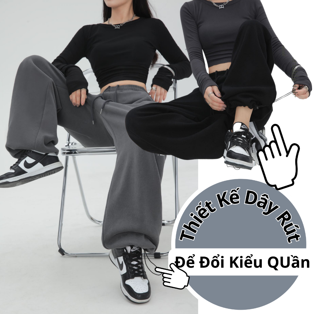Quần Ống Rộng Vải Nỉ Lì Mịn Mặc 2 Kiểu Rộng Suông Dành Cho Nữ, Quần Gió ...