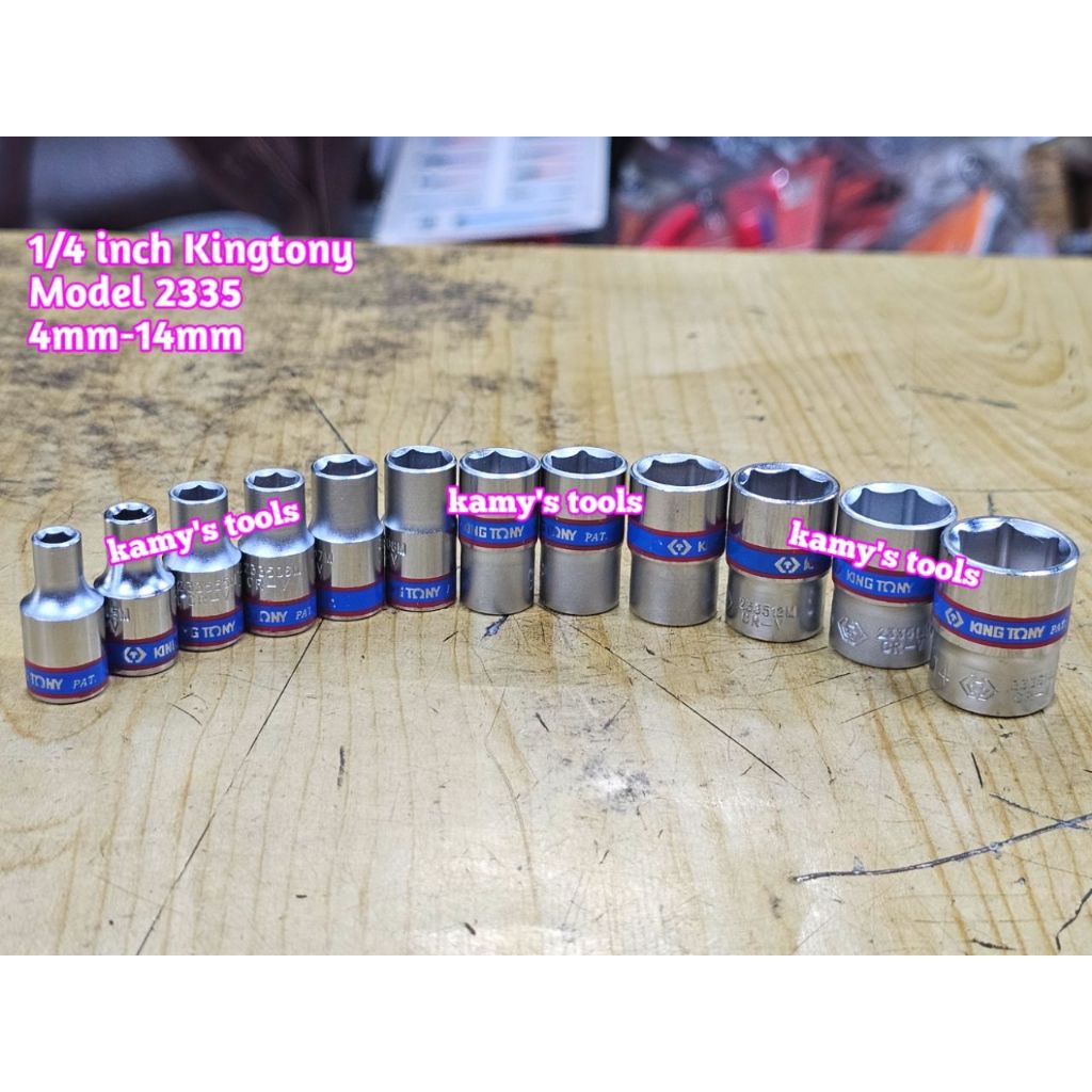 Tuýp trắng ngắn 1/4 inch kingtony 4-14mm model 2335 cỡ 4mm 4.5mm 5mm 6mm 7mm 8mm 10mm 11mm 12mm ...