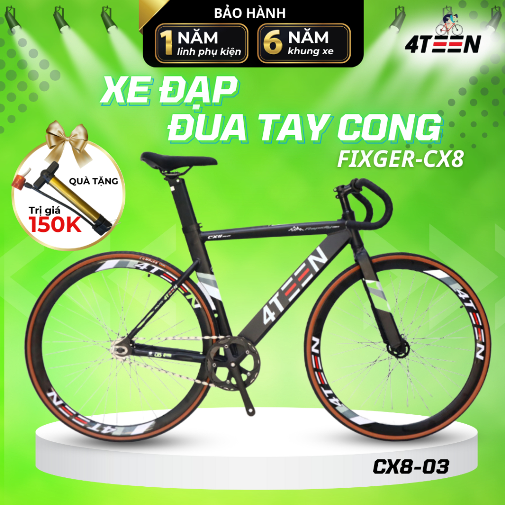 [GIÁ TỐT] [CX8-03] Xe Đạp Tay Cong 4TEEN Fixger CX8 Khung Hợp Kim Nhôm Cao Cấp Thiết Kế Không ...