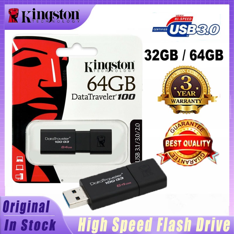 USB 64GB/32GBTốc Độ Cao Truyền tải và ổn định Ổ Đĩa flash 3.0 Kingston DT100G3- Bảo Hành 3 Năm ...