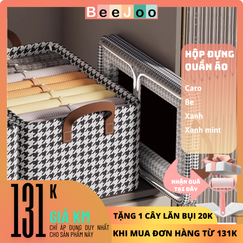 Hộp vải đựng quần áo có nắp, hộp đựng đồ lót, tất, vớ, quần jean, áo sơ mi, gấp gọn Beejoo ...