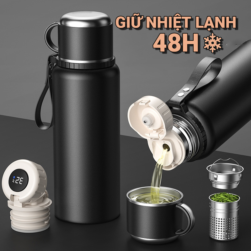 Bình giữ nhiệt NIUMI 48h 316 hiển thị nhiệt độ và nắp có tay cầm, nhiều dung tích | Shopee Việt Nam