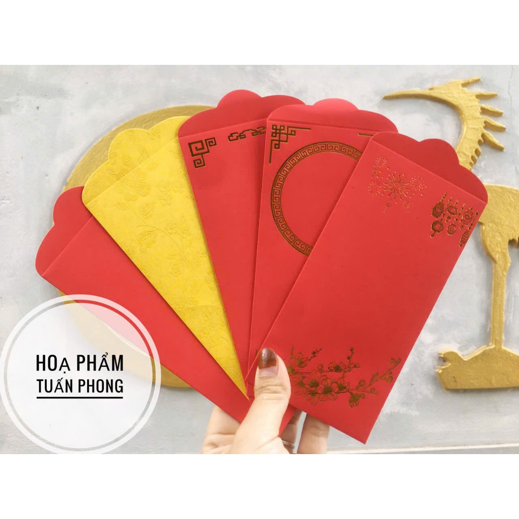 Combo 10 Bao Lixi Đỏ, Vàng, Hoạ Tiết, Trơn Để Viết Thư Pháp, Giấy Nhung ...