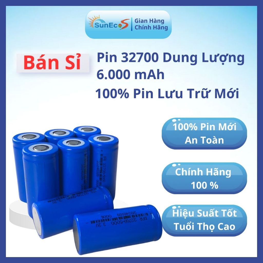 Pin 32700 mới - 3,2v 6Ah dùng cho đóng bình xe máy năng lượng mặt trời ...