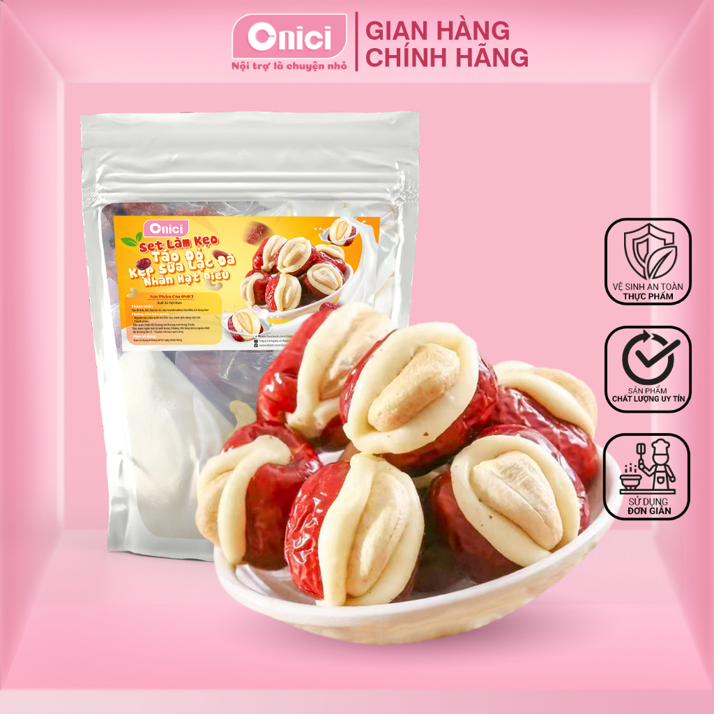 Set kẹo táo đỏ kẹp sữa lạc đà hạnh nhân Bếp Của Mẹ Onici nguyên liệu nấu thành phẩm 18-20 viên ...