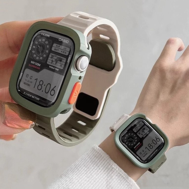 Dây đeo các môn thể thao + ốp bảo vệ silicon cho Apple Watch S10 9 8 7 ...