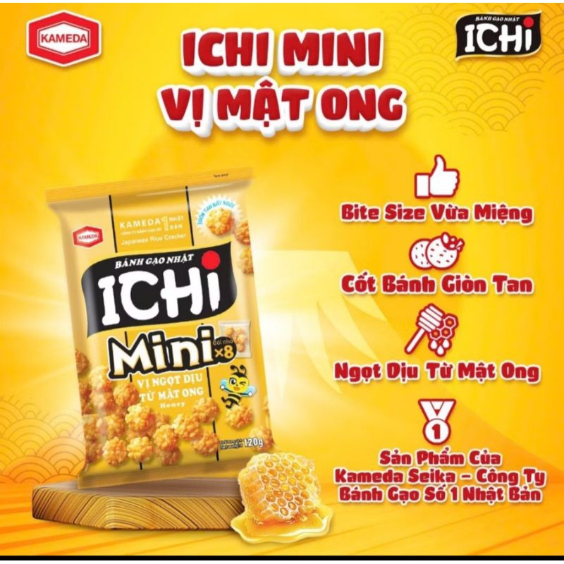 Bánh gạo Ichi Mini Nhật Bản vị mật ong 120g (vui lòng không đặt chung với các hàng nặng ...