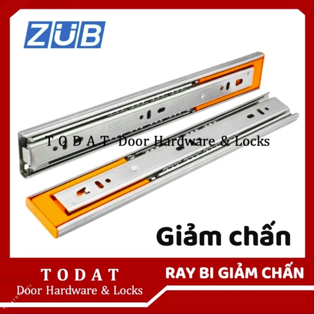 RAY BI 3 TẦNG GIẢM CHẤN ZUB đủ kích cỡ, Bộ 2 thanh ray trượt hộc tủ có ...