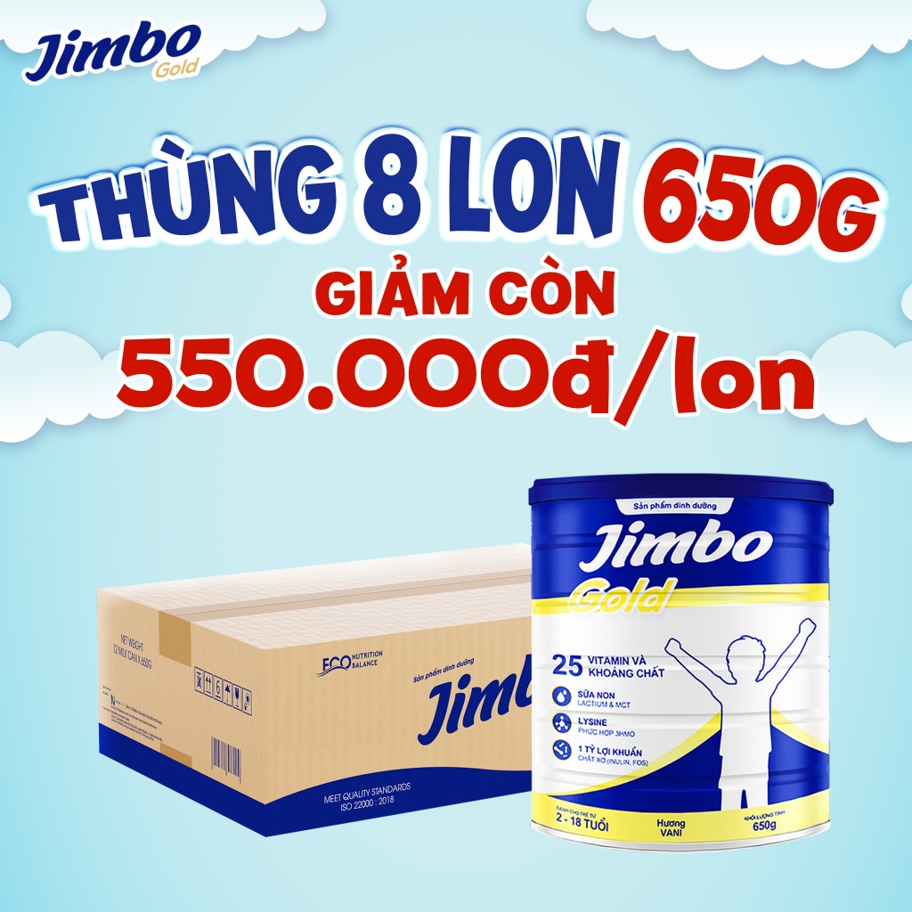 Thùng 8 Lon Sữa Mát Tăng Cân Jimbo Gold, Sữa Non Bổ Sung Dinh Dưỡng ...