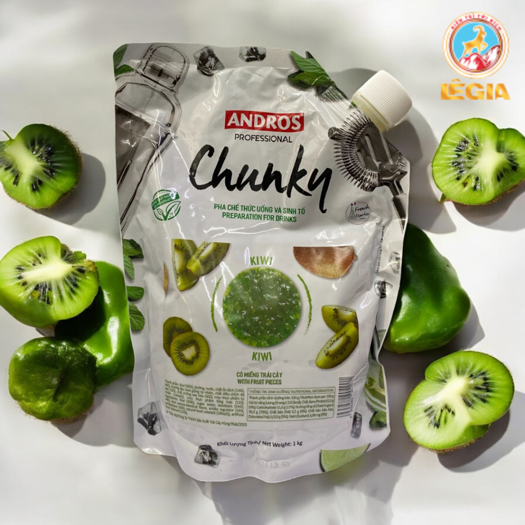 (Có chai chiết) Mứt KIWI Chunky Andros, có thịt trái cây làm nhân bánh ...