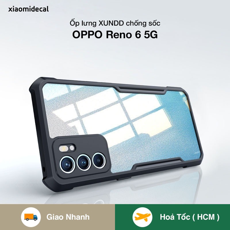 Ốp lưng XUNDD OPPO Reno 6 5G mặt lưng trong suốt, viền TPU, chống sốc ...