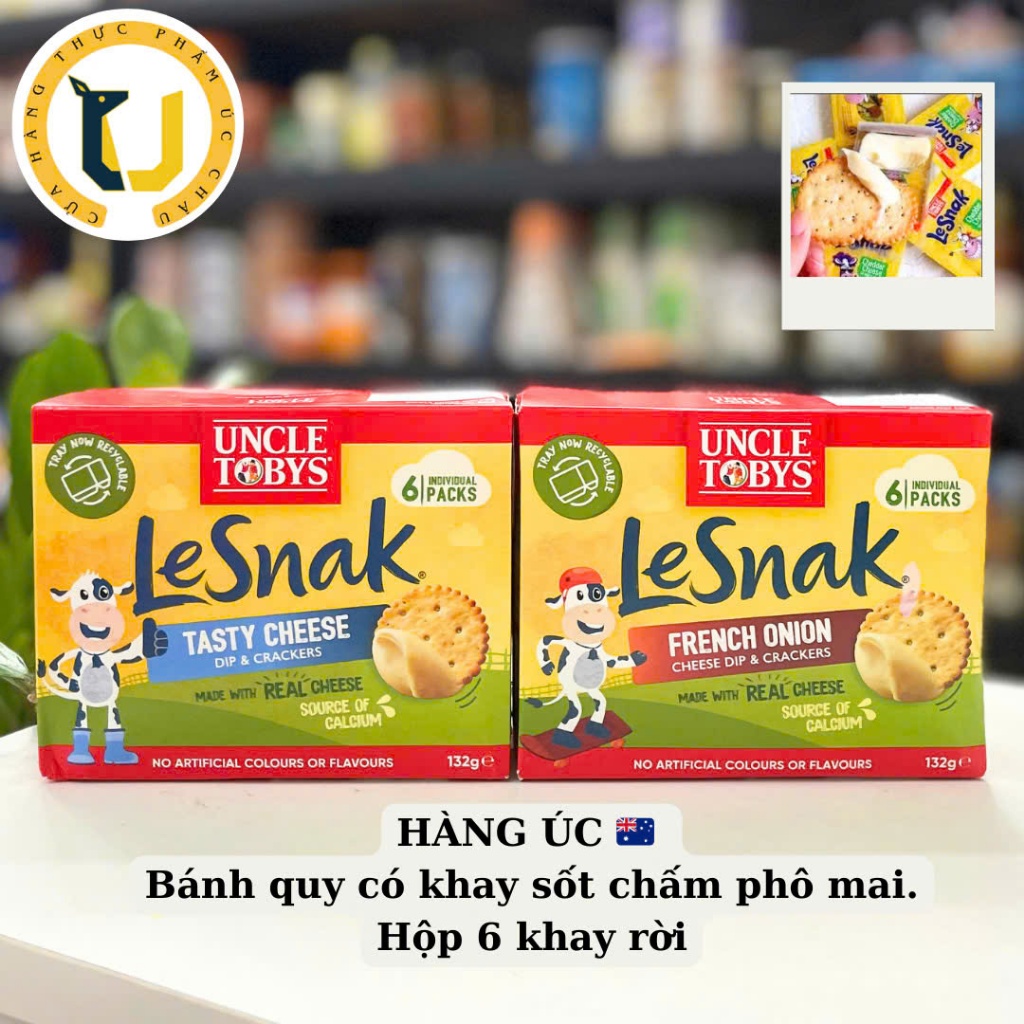 (HÀNG ÚC) Bánh quy kèm khay sốt chấm phô mai UNCLE TOBYS LESNAK Cheese ...