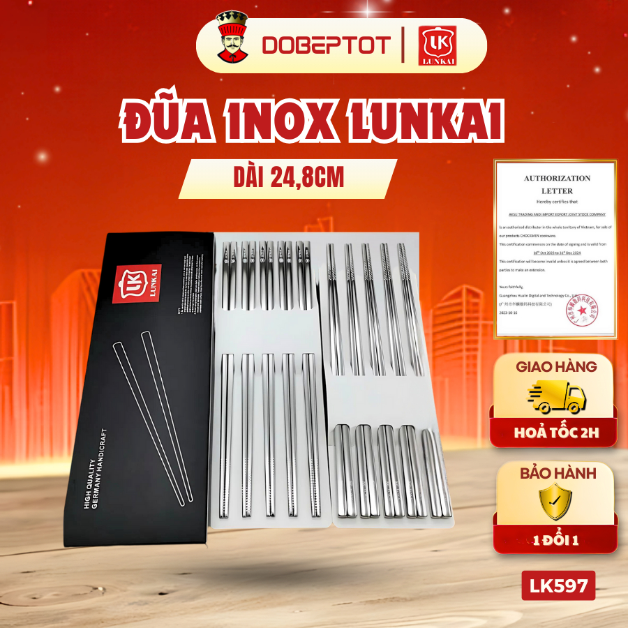 [LK597] Đũa inox Lunkai dùng được trong máy rửa bát | Shopee Việt Nam