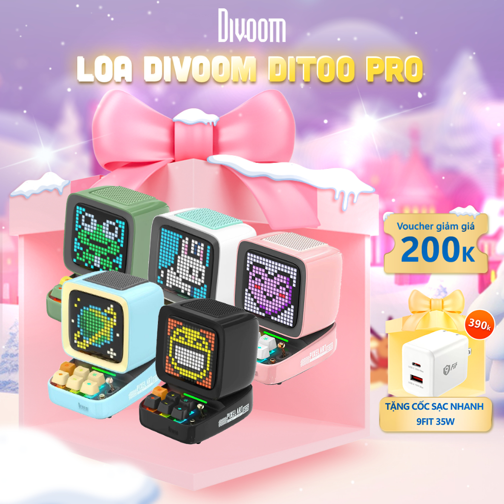 Loa Bluetooth Divoom DiToo Pro phiên bản mới 15W hiển thị màn hình LED ...