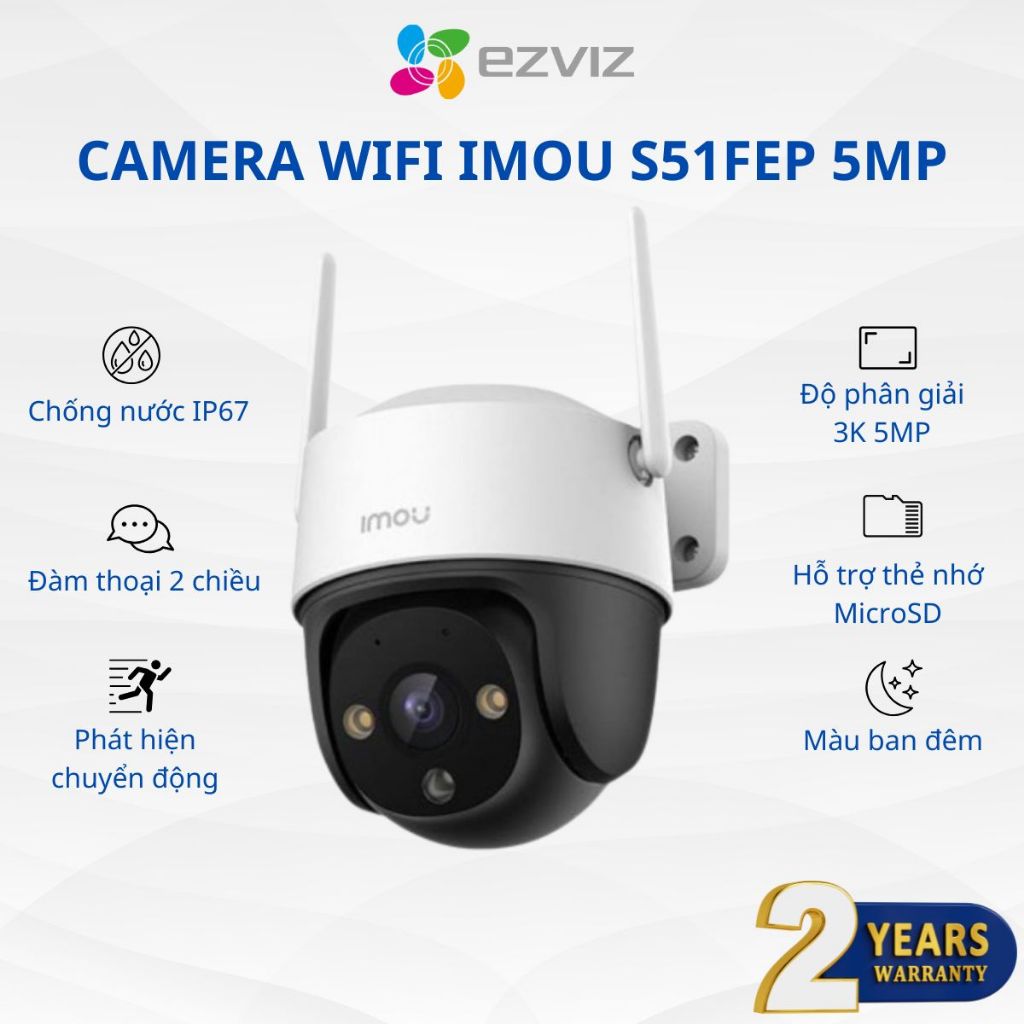 CAMERA WIFI QUAY QUÉT NGOÀI TRỜI IMOU S51FEP 3K 5MP [FULL VAT] | Shopee ...