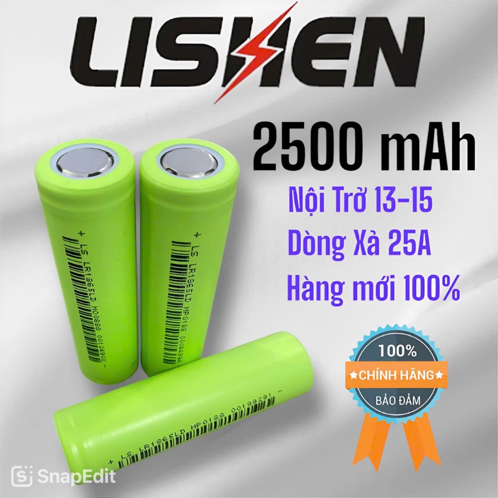 Pin 18650 LISHEN Li-ion Model LR1865LD 3.7V 2500mah 10C – Xả 25A ...