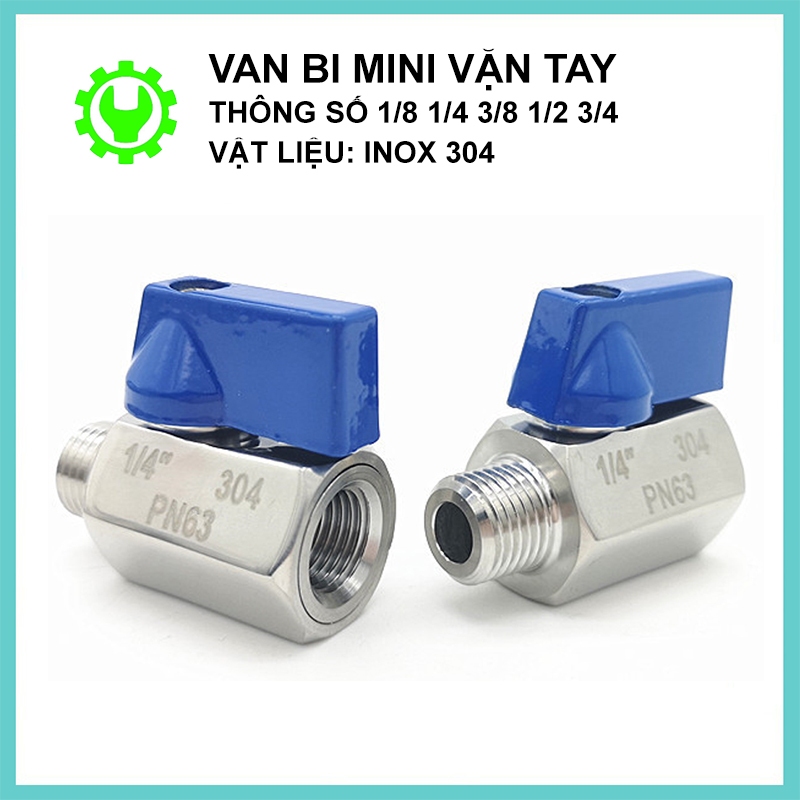 Van Bi Mini inox 304 đóng mở vặn tay 3 tùy chọn các kích thước G1/8 G1/4 G3/8 G1/2 G3/4 | Shopee ...