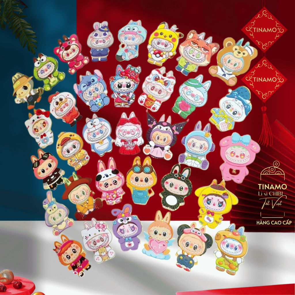 100 bao lì xì Chibi Labubu Tết 2025, giấy cứng phản quang cao cấp ...
