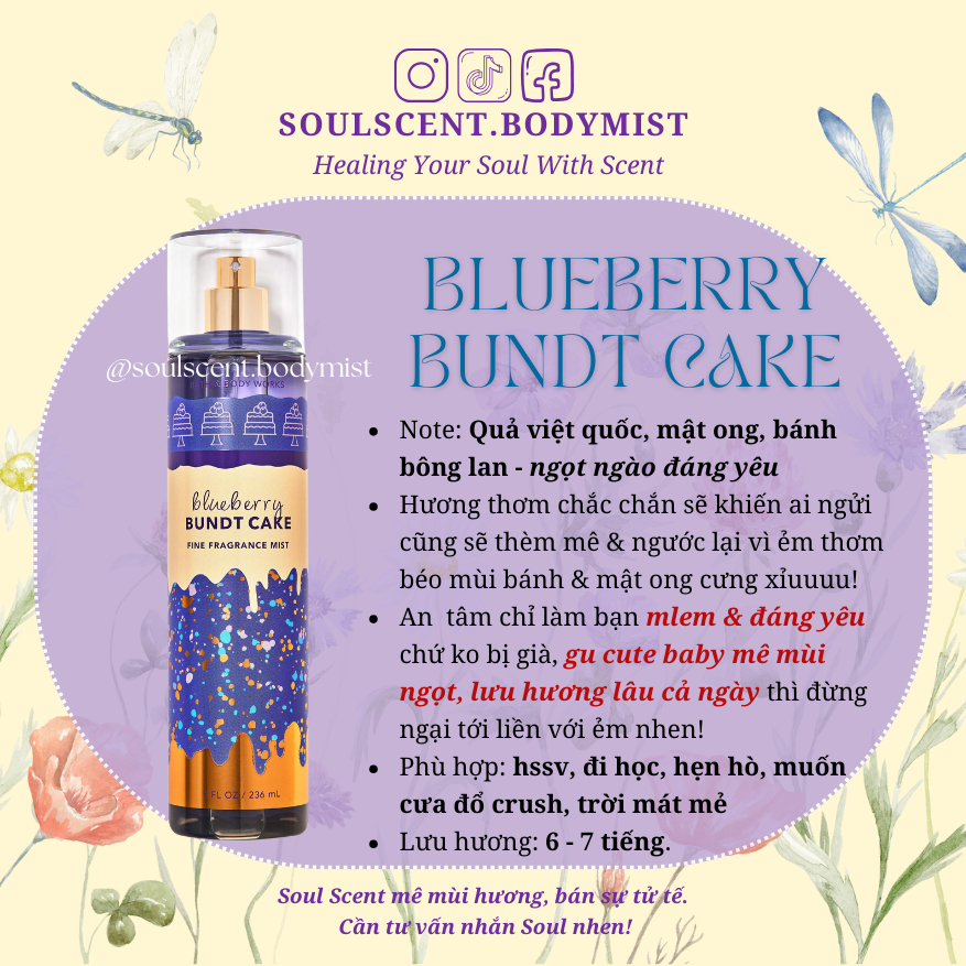 Blueberry Bundt Cake - Xịt thơm toàn thân body mist Bath & Body Works ...