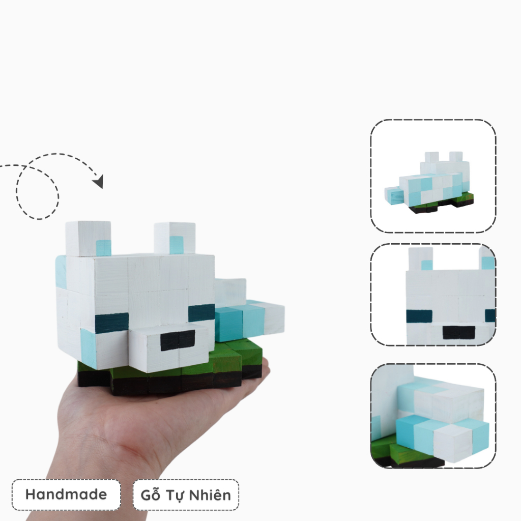 Mô Hình Gỗ Minecraft Cáo Tuyết | Minecraft Snow Fox (size s) | Shopee ...