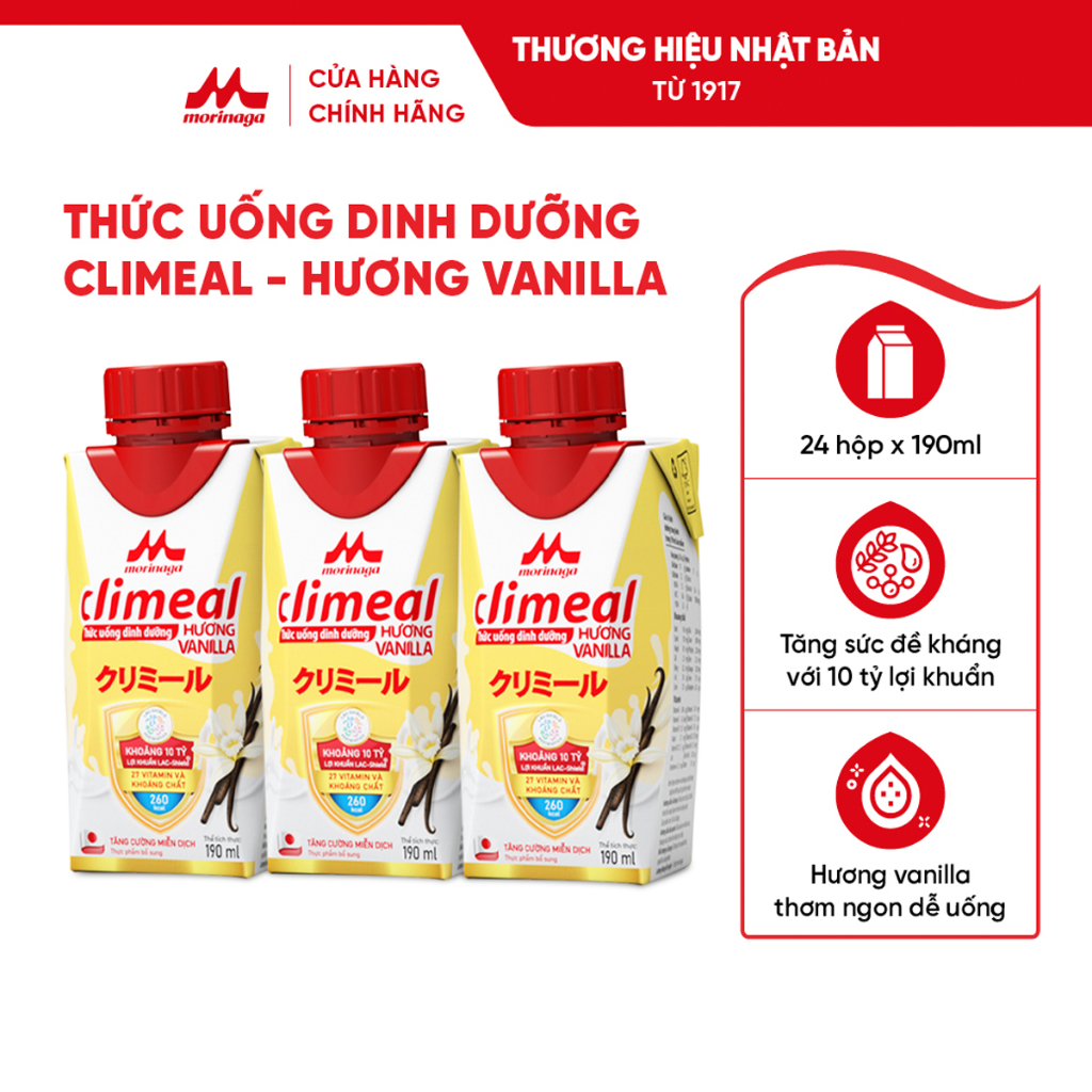 [QUÀ TẶNG KHÔNG BÁN] Vỉ 3 hộp 190ml Thức uống dinh dưỡng Climeal hương ...