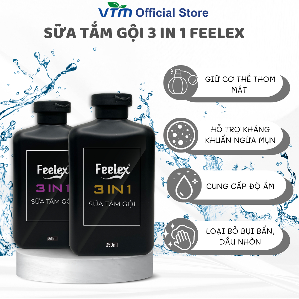 Sữa tắm gội nam giới 3 in 1 Feelex all in one - quyến rũ - mạnh mẽ nam ...