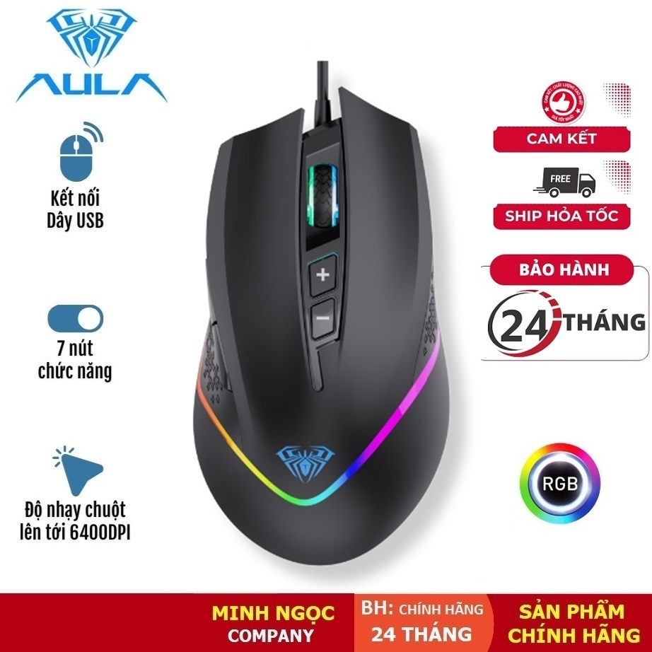 Chuột Gaming AULA F805 LED RGB, Chuột Máy Tính Có Dây 7 Nút Lập Trình Tùy Chỉnh DPI Cho PC ...