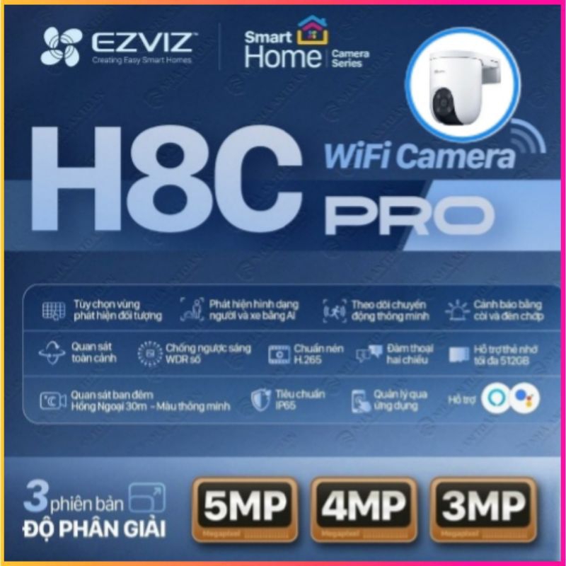Camera WiFi Ezviz H8c Pro 5MP/4MP/3MP; Camera quay quét thông minh, Hàng chính hãng | Shopee ...