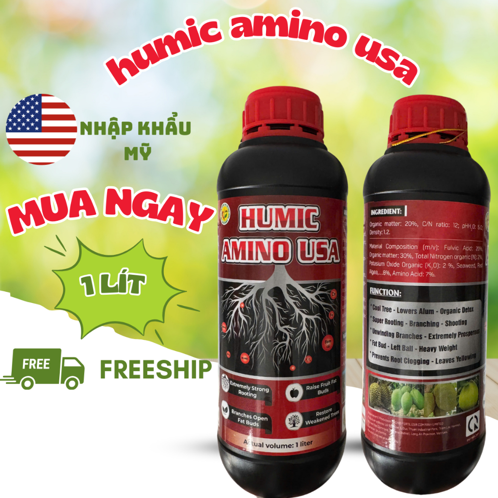 Phân bón sinh học Humic Amino Usa chai 1 lít tạo nhiều rễ non, to trái ...