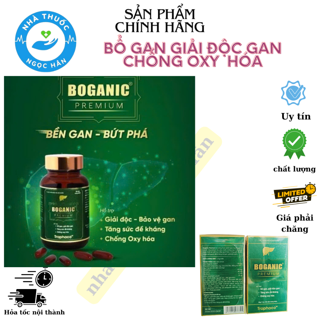 Boganic Premium Bổ Gan Giải Độc Gan Chống Oxy Hóa Chai 30 Viên Nang Mềm ...