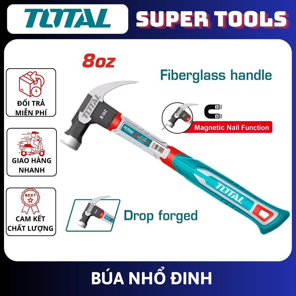 ĐỒ NGHỀ TOTAL Búa nhổ đinh 220g—>560g THTS7308/THTS7316/THT73206 Mẫu ...
