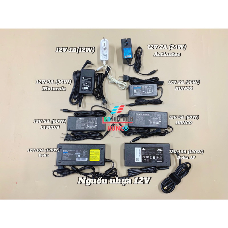 Nguồn adapter 12V 10A, 12V 5A, 12V 3A Hunco, Liteon, Delta, Acbel ...