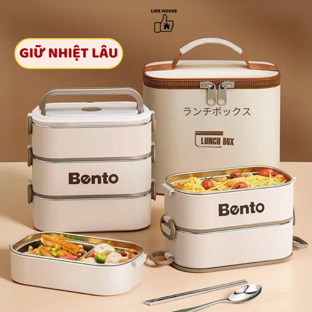 Hộp Cơm Giữ Nhiệt Bento Inox 304, Cặp lồng cơm Giữ Nhiệt 1800ml, cà men ...